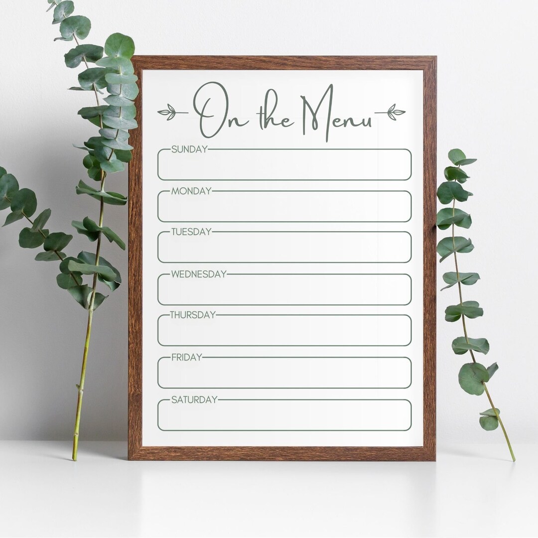Menu Board Instant Download-printable Weekly Meal Planner-on the Menu ...