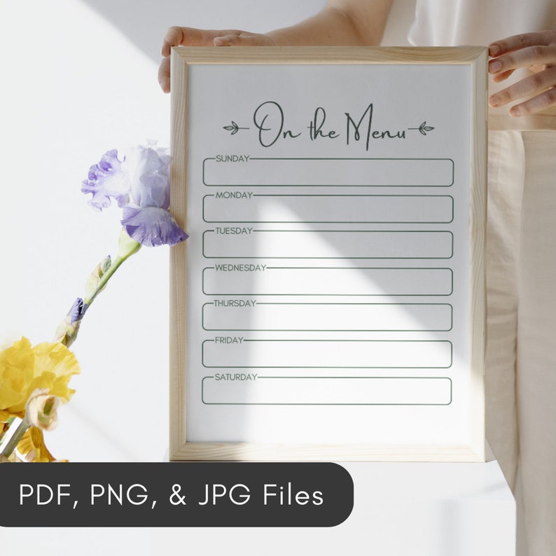 Menu Board Instant Download-printable Weekly Meal Planner-on the Menu ...