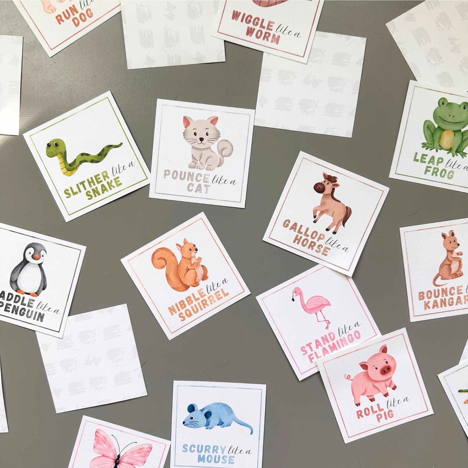 Animal Movement Cards for Kids. Printable Toddler, Preschool Activity ...