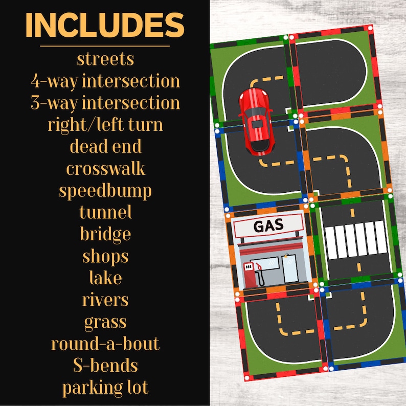 Road Stickers for Magnetic Tiles. Printable Streets for Magnatile or ...