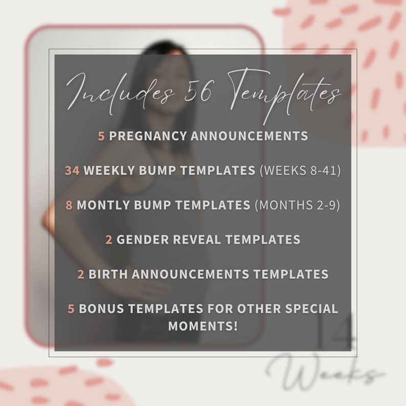 Baby Bump Boho Template Bundle, Customizable Bumpdate Pics, Weekly ...