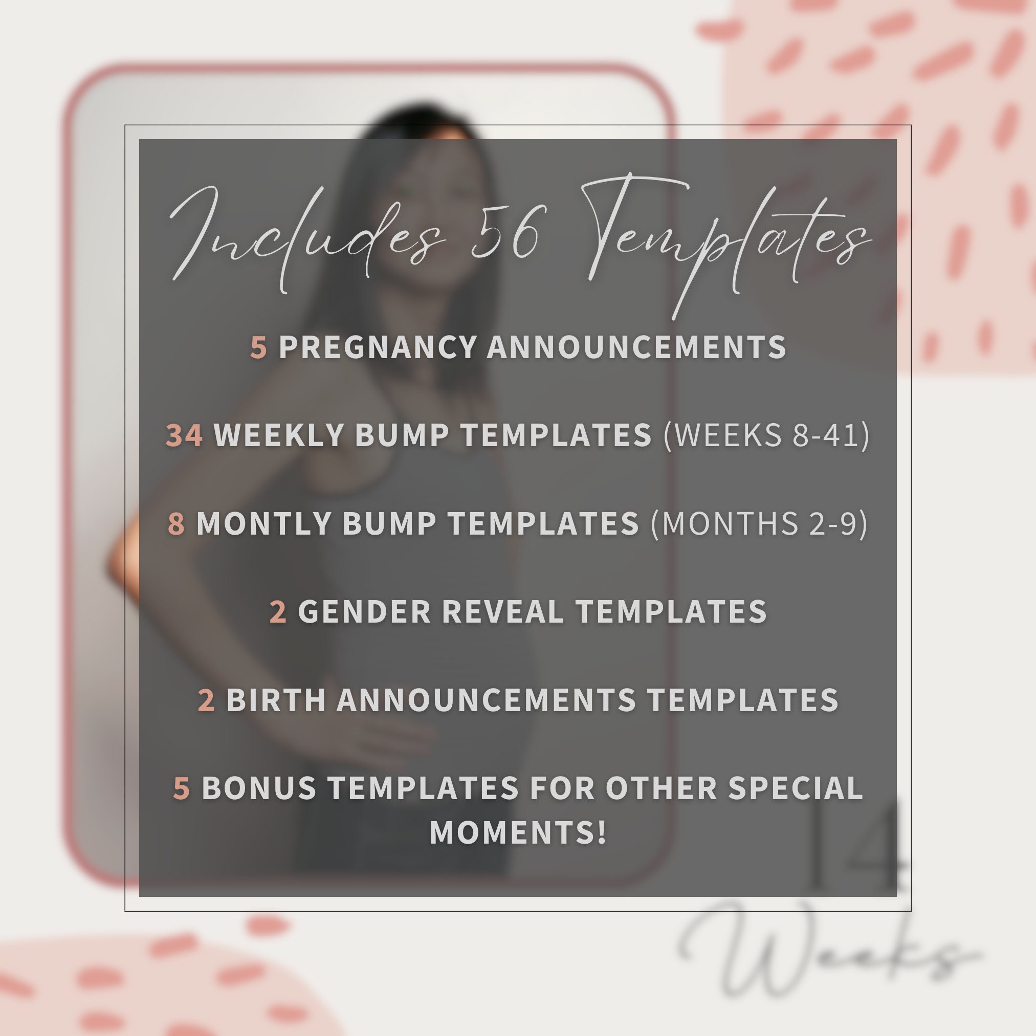 Baby Bump Boho Template Bundle, Customizable Bumpdate Pics, Weekly ...