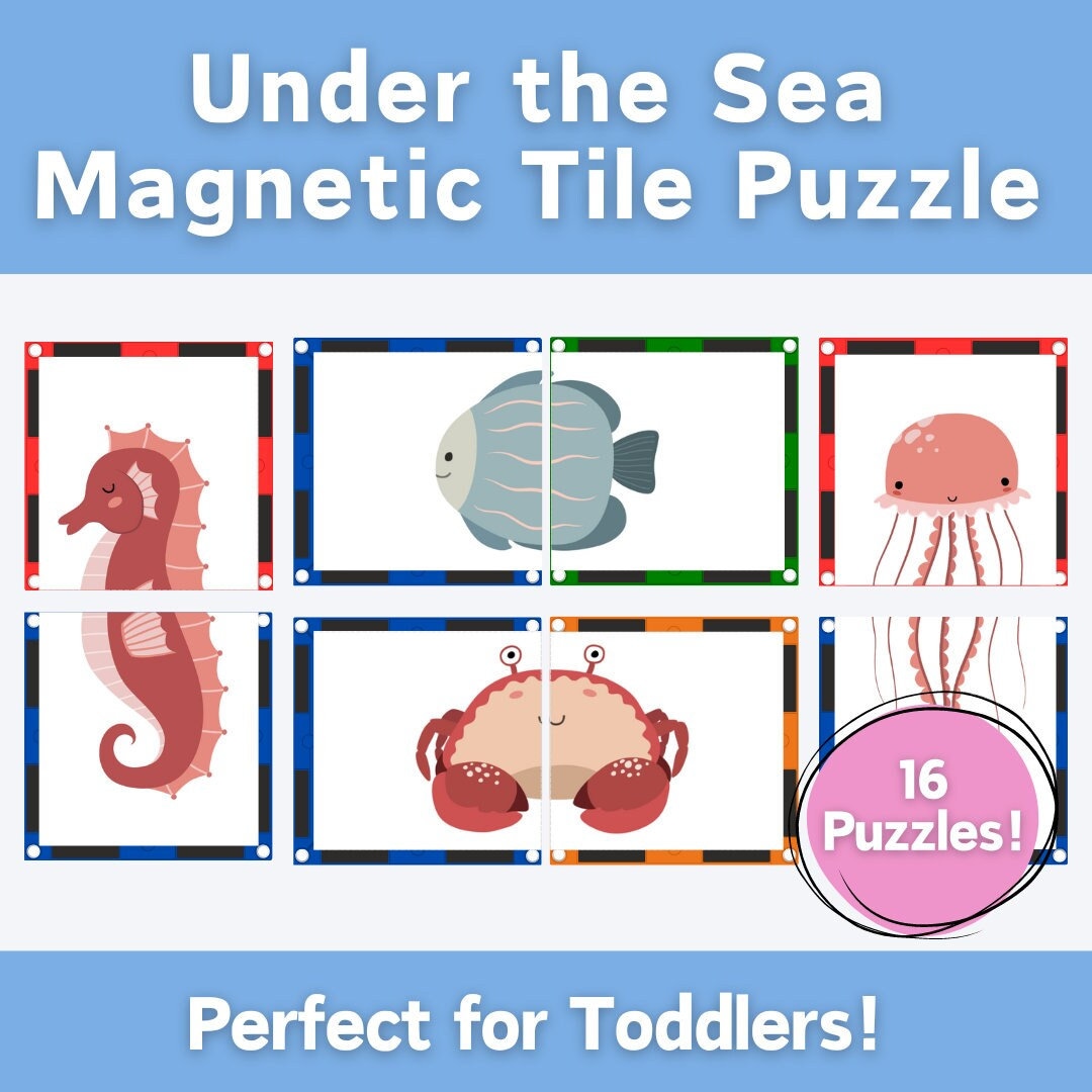 Magnetic Tile Ocean Printable Puzzle. Under the Sea Toddler Activity ...