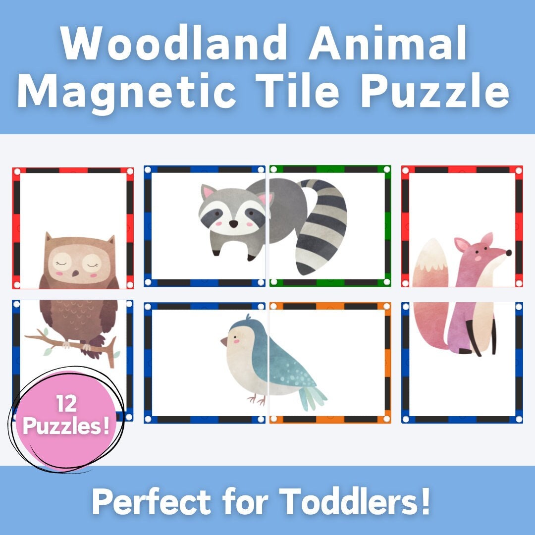 Magnetic Tile Woodland Animals Printable Puzzle. Educational Forest ...