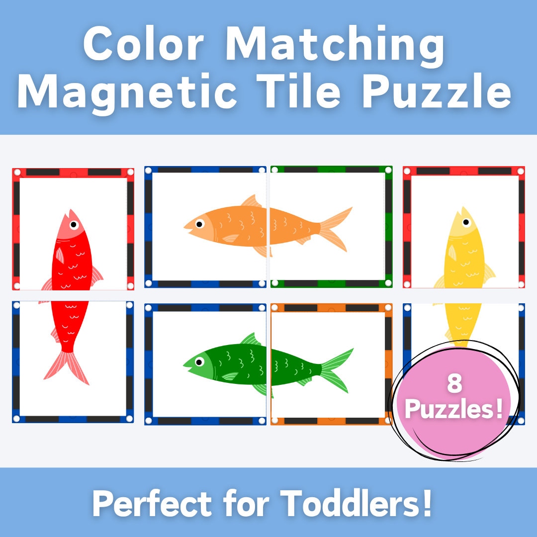 Magnetic Tile Color Matching Printable Puzzle. Educational Colorful ...