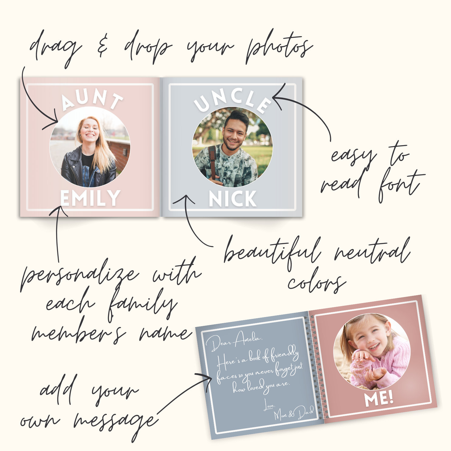 Printable Children's Family Photo Album-neutral Colors-customized Book ...