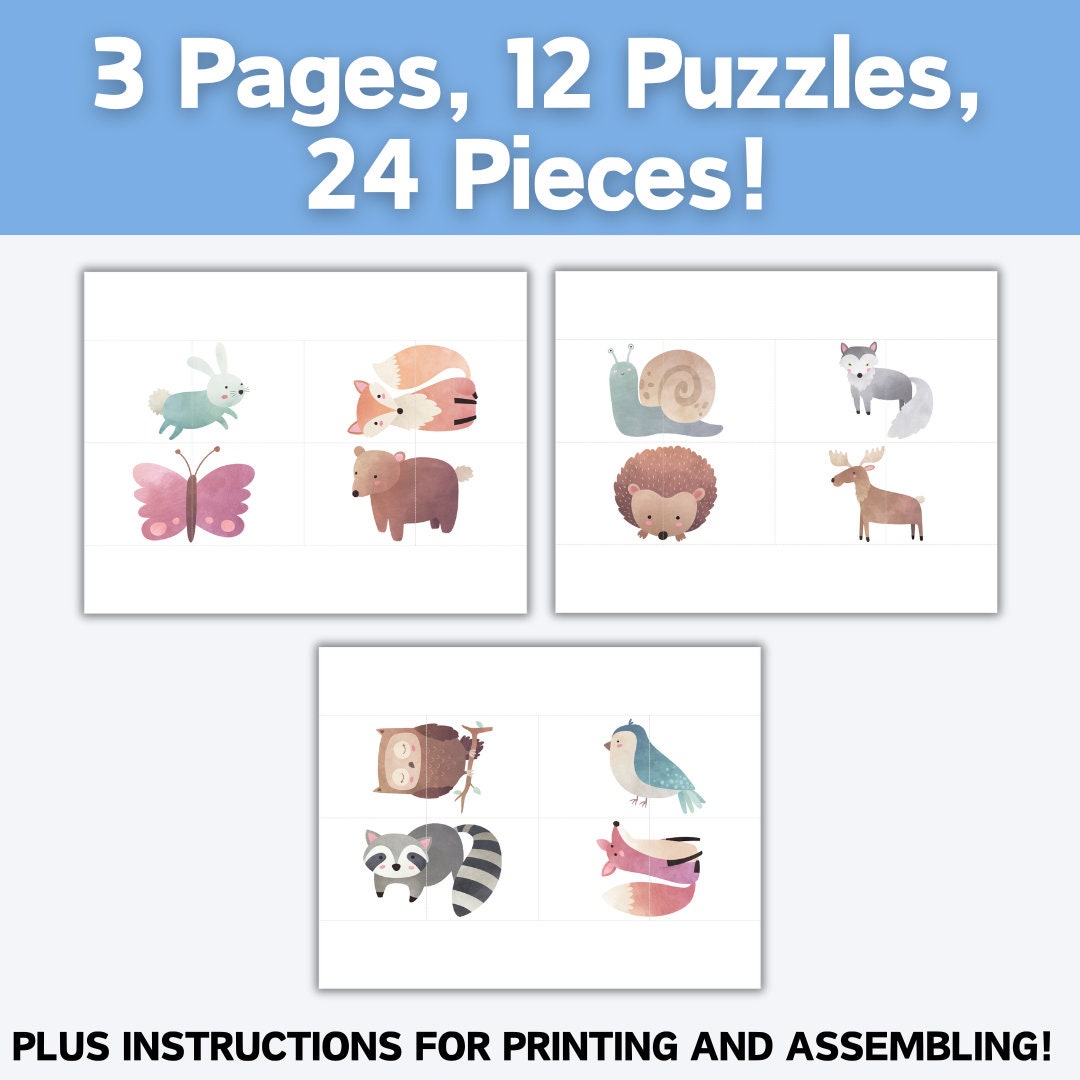 Magnetic Tile Woodland Animals Printable Puzzle. Educational Forest ...