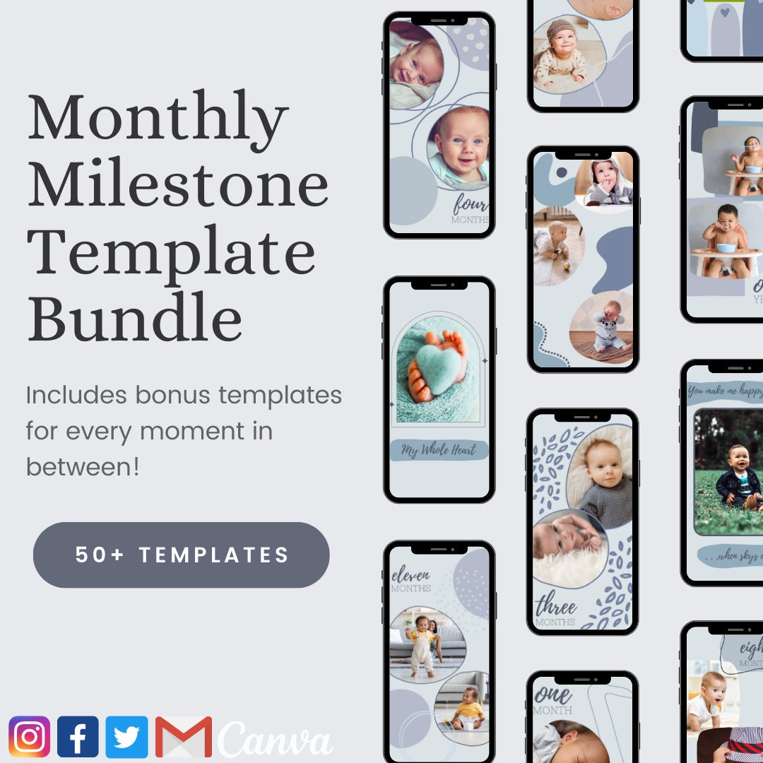Baby Boy Monthly Milestone Digital Download-abstract Boho Photo ...