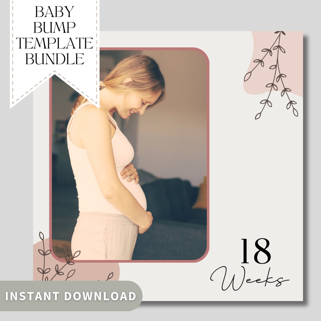 Baby Bump Boho Template Bundle, Customizable Bumpdate Pics, Weekly ...