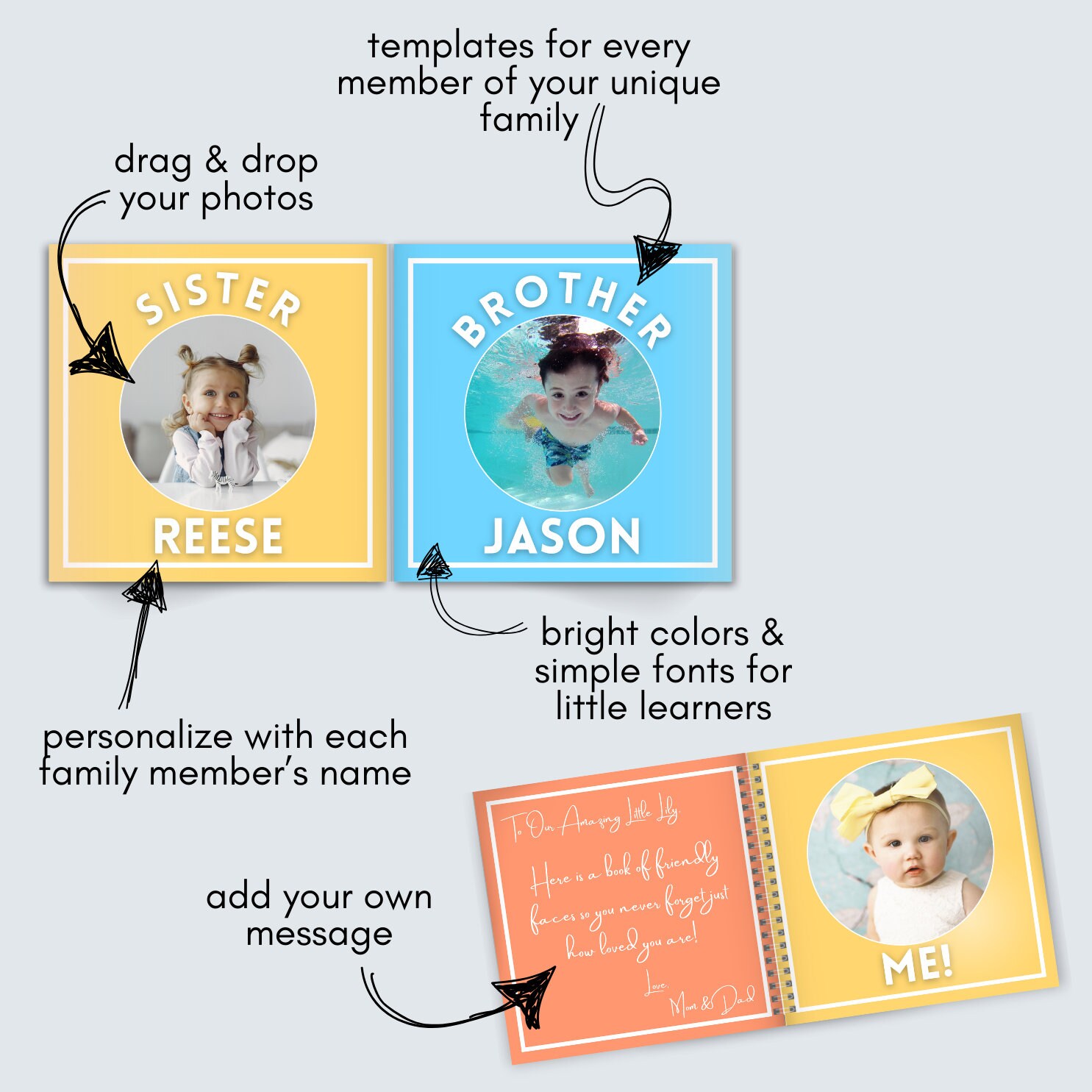 Printable Children's Photo Book of Family Names & Faces-baby Picture ...