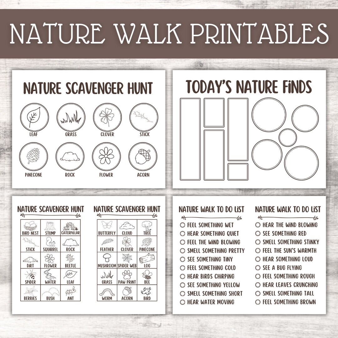 Printable Nature Scavenger Hunt Bundle. Outdoor Nature Walk Board ...