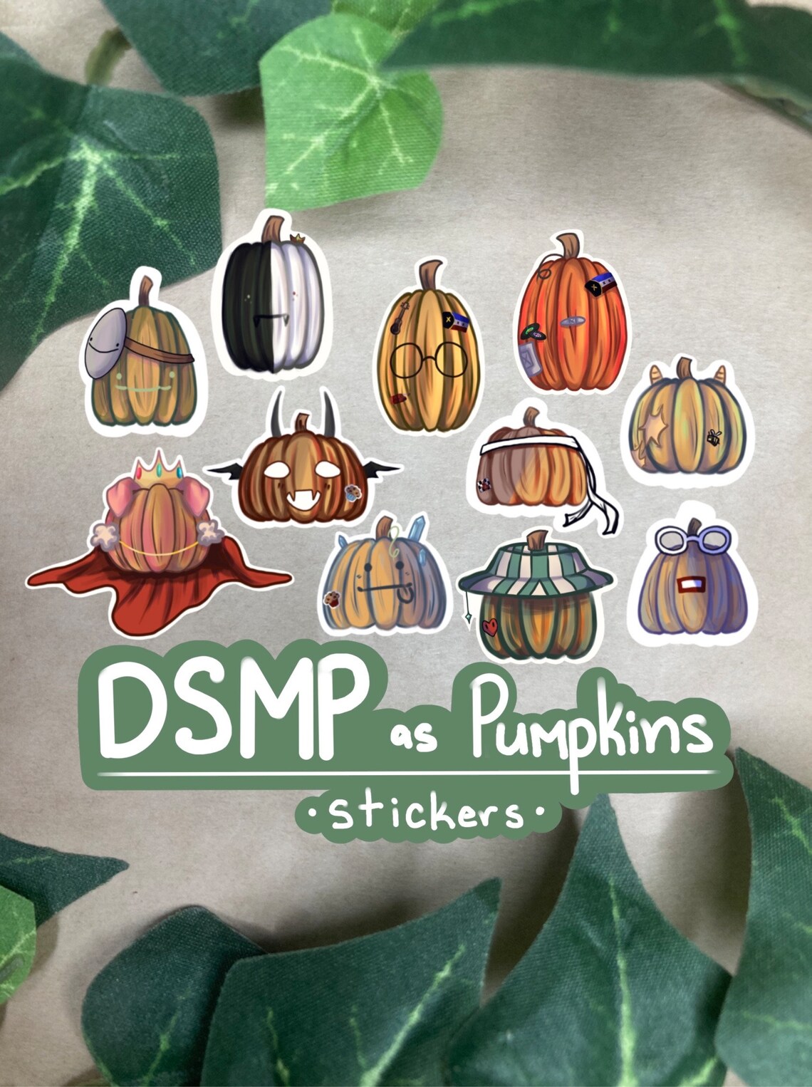 DSMP MCYT Halloween Pumpkin Stickers (dream, Gnf, Sapnap, Tubbo, Ranboo ...