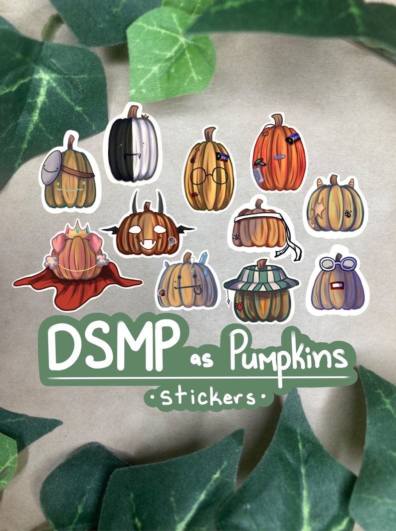 DSMP MCYT Halloween Pumpkin Stickers (dream, Gnf, Sapnap, Tubbo, Ranboo ...
