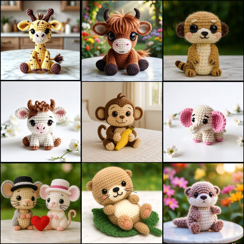 50in1 Amigurumi Häkelanleitung Bundle, Drachen, Insekten, Tiere, Vögel ...