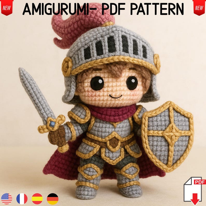 Amigurumi Knight With Sword Crochet Pattern – Cute DIY Plush Toy ...