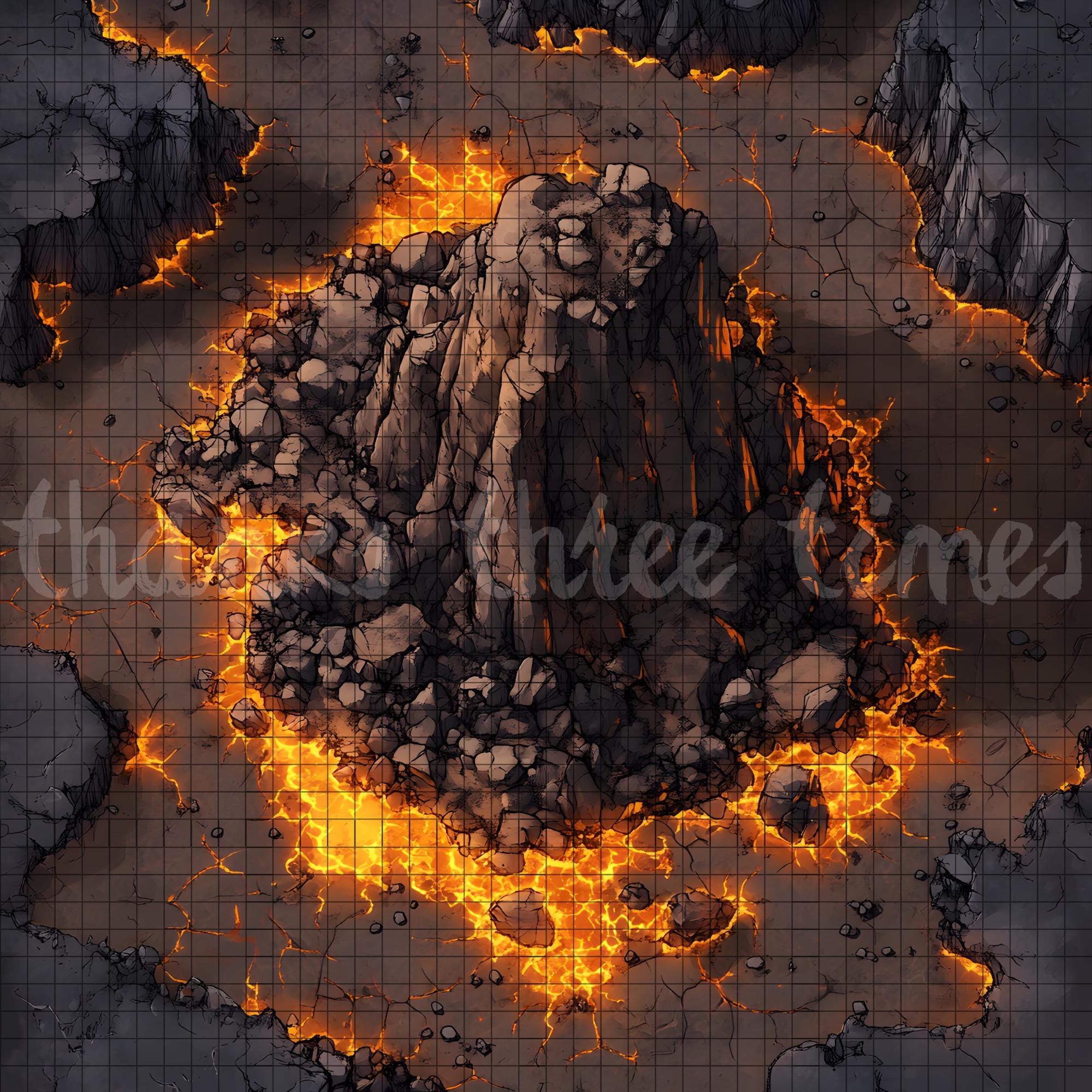 Lava Battlemaps and Dragon,10 RPG Maps (grid & Non-grid), 4K Digital ...