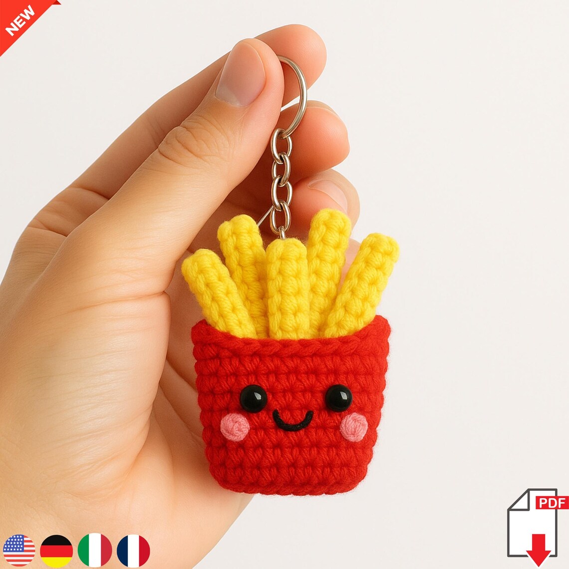 Amigurumi French Fries Keychain Crochet Pattern – Easy Tutorial for ...