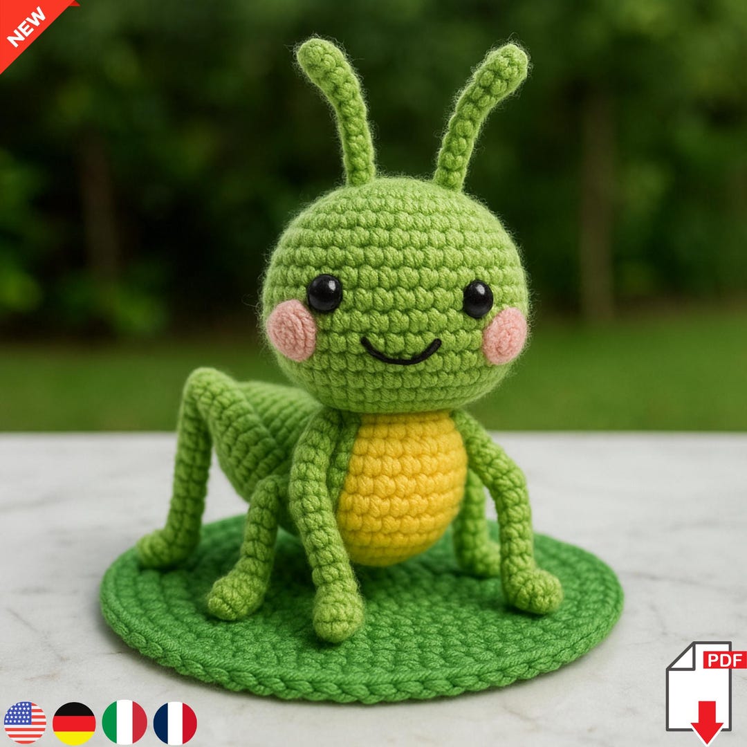 Amigurumi Grasshopper Crochet Pattern – Easy DIY Plushie Tutorial, Cute ...