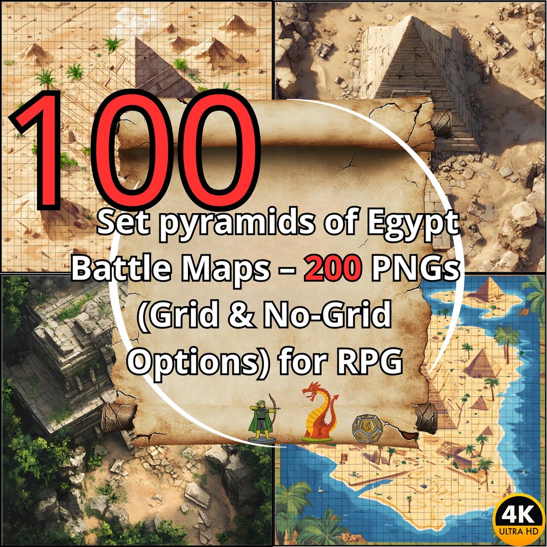 Battle Maps of the Egyptian Pyramids: 100 RPG Maps (grid & Non-grid ...