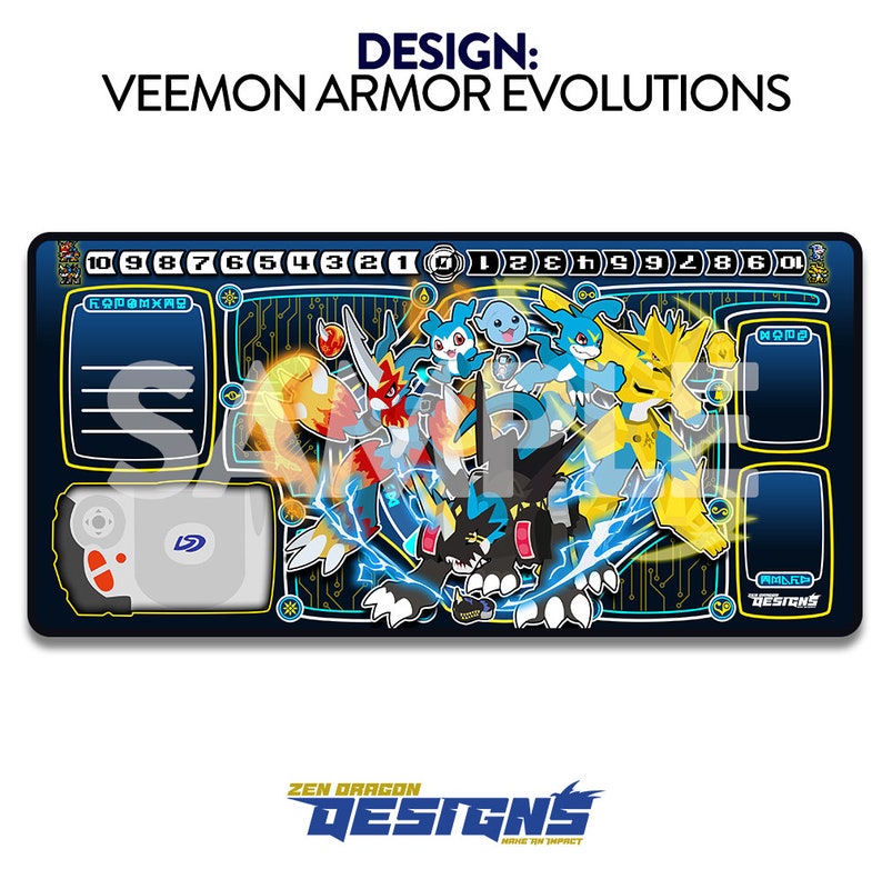Veemon Armor Evolutions Digimon Card Game Custom Playmat - Etsy