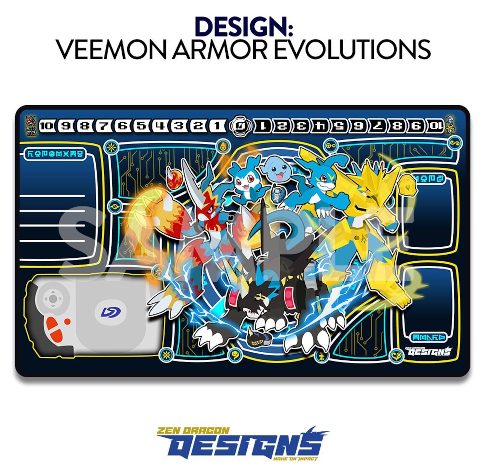 Veemon Armor Evolutions Digimon Card Game Custom Playmat - Etsy