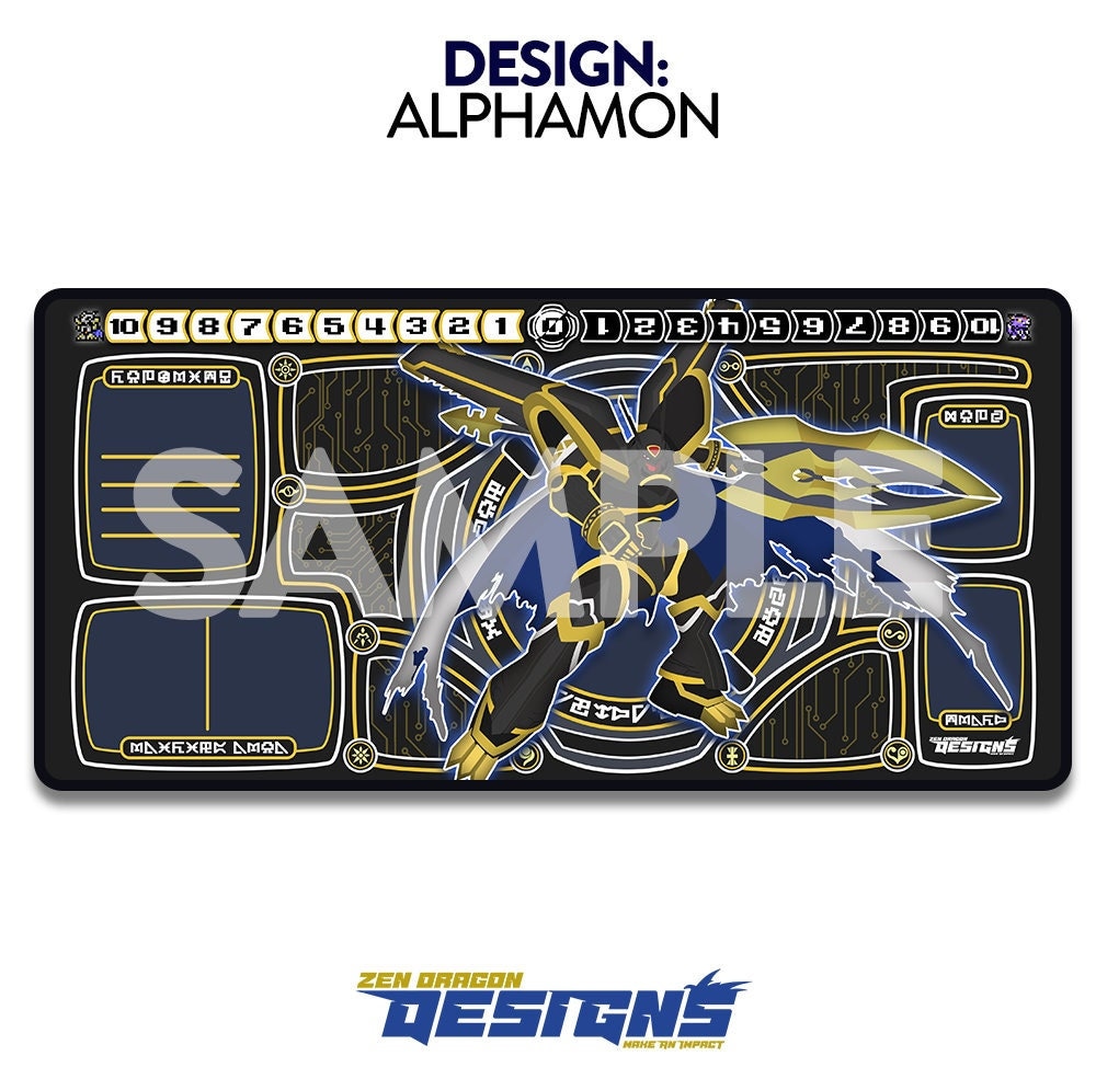 Alphamon & Alphamon Ouryuken Digimon Card Game Custom Playmat - Etsy