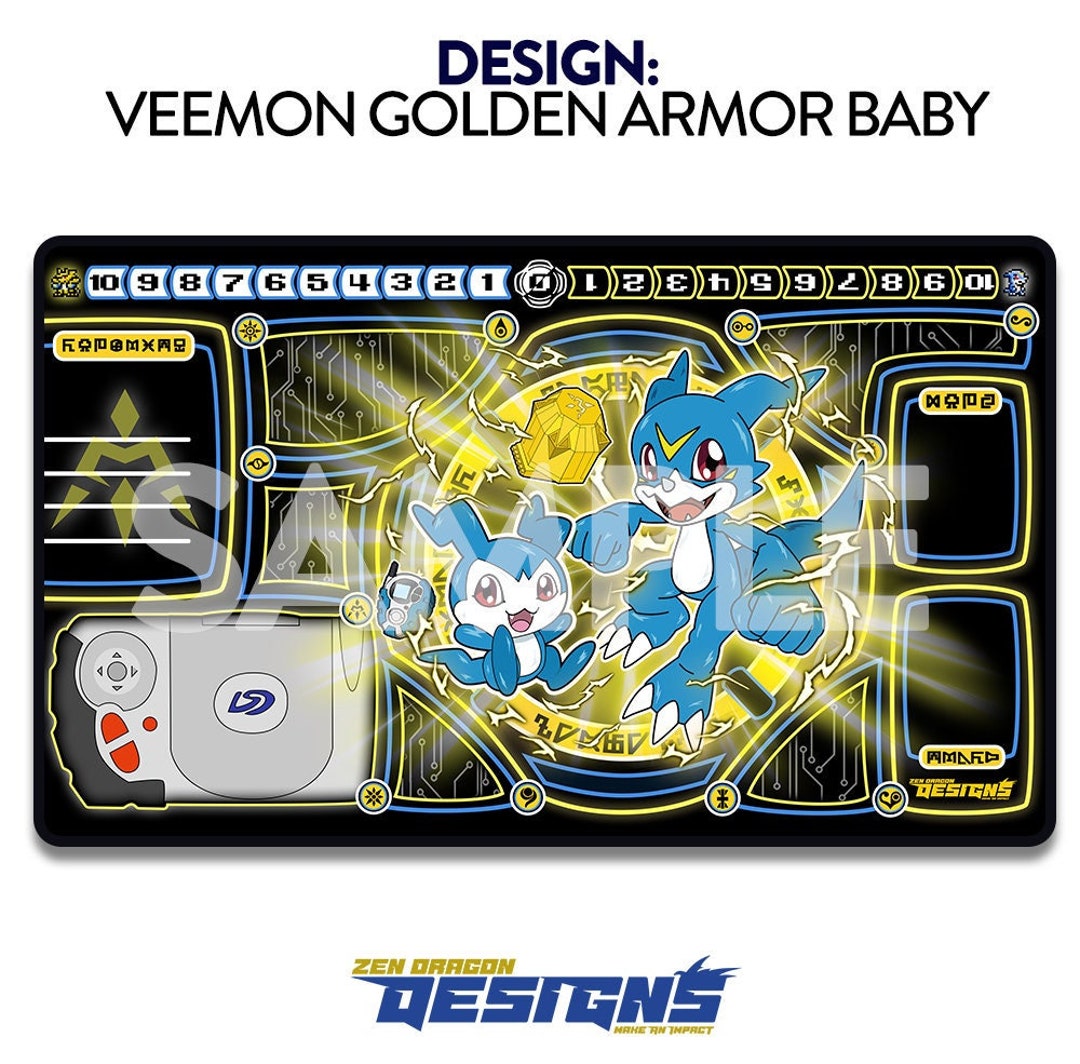 Veemon Golden Armor Baby Digimon Card Game Custom Playmat - Etsy