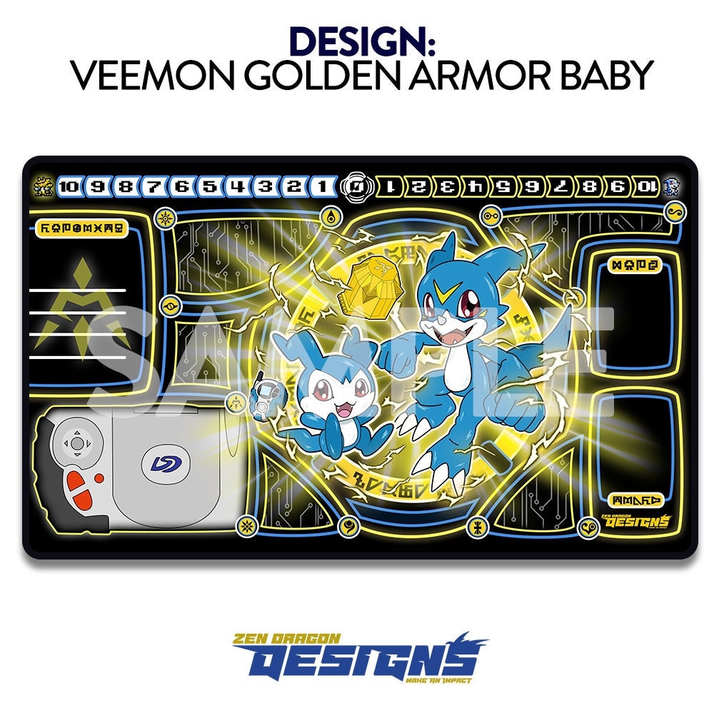 Veemon Golden Armor Baby Digimon Card Game Custom Playmat - Etsy