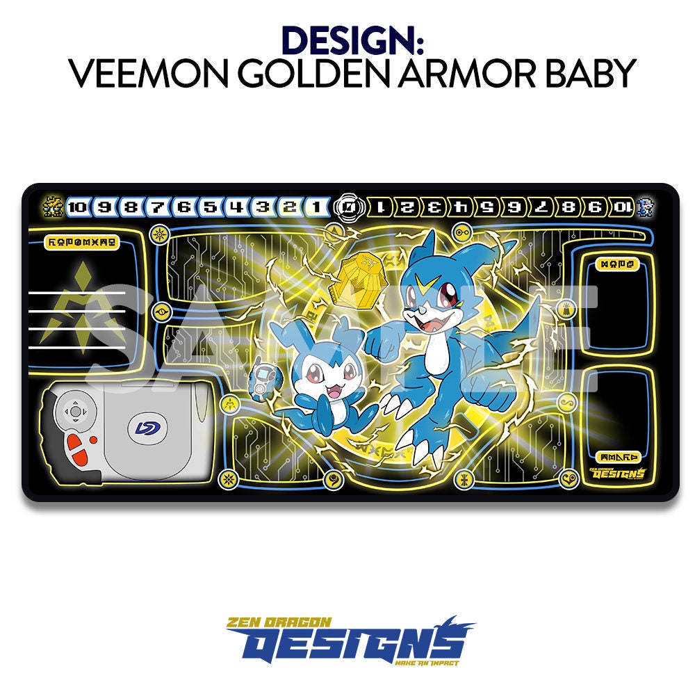 Veemon Golden Armor Baby Digimon Card Game Custom Playmat - Etsy