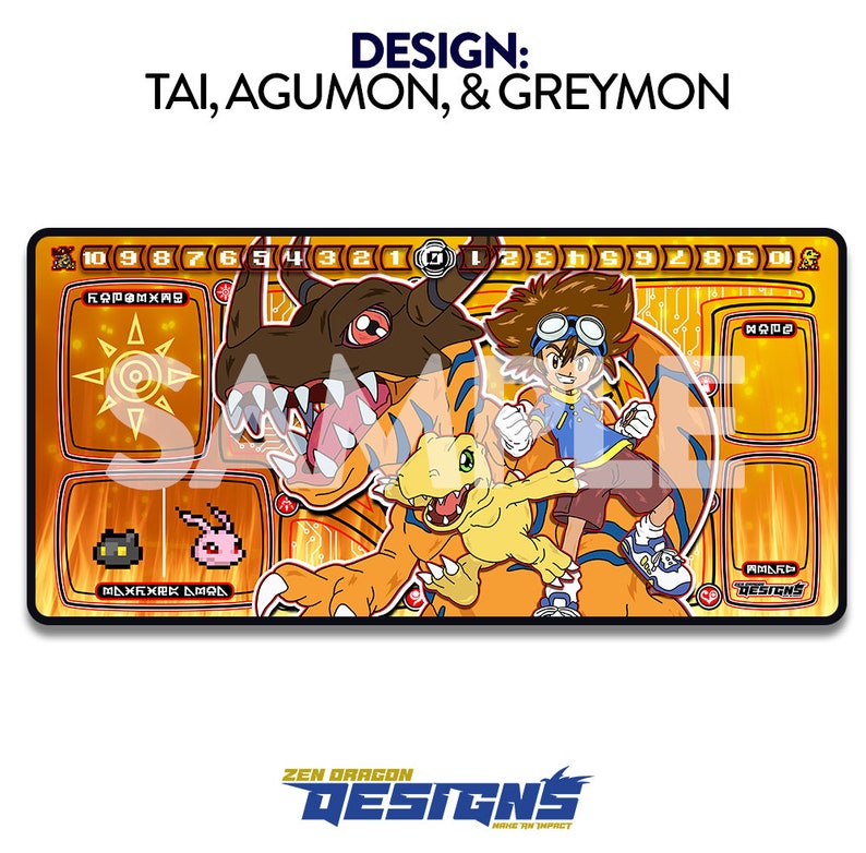 Tai, Agumon & Greymon Digimon Card Game Custom Playmat - Etsy