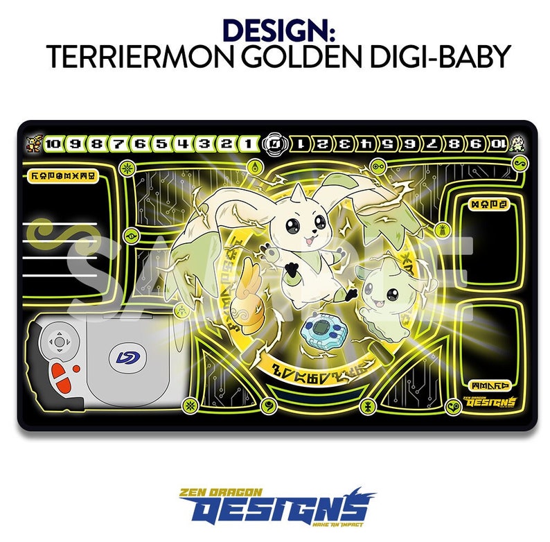 Terriermon Golden Armor Baby Digimon Card Game Custom Playmat - Etsy