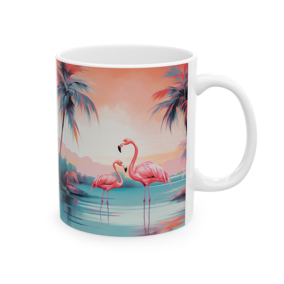 Flamingo Mug, Tropical Bird Coffee Cup, Pink Flamingo Tea Cup, Fun ...
