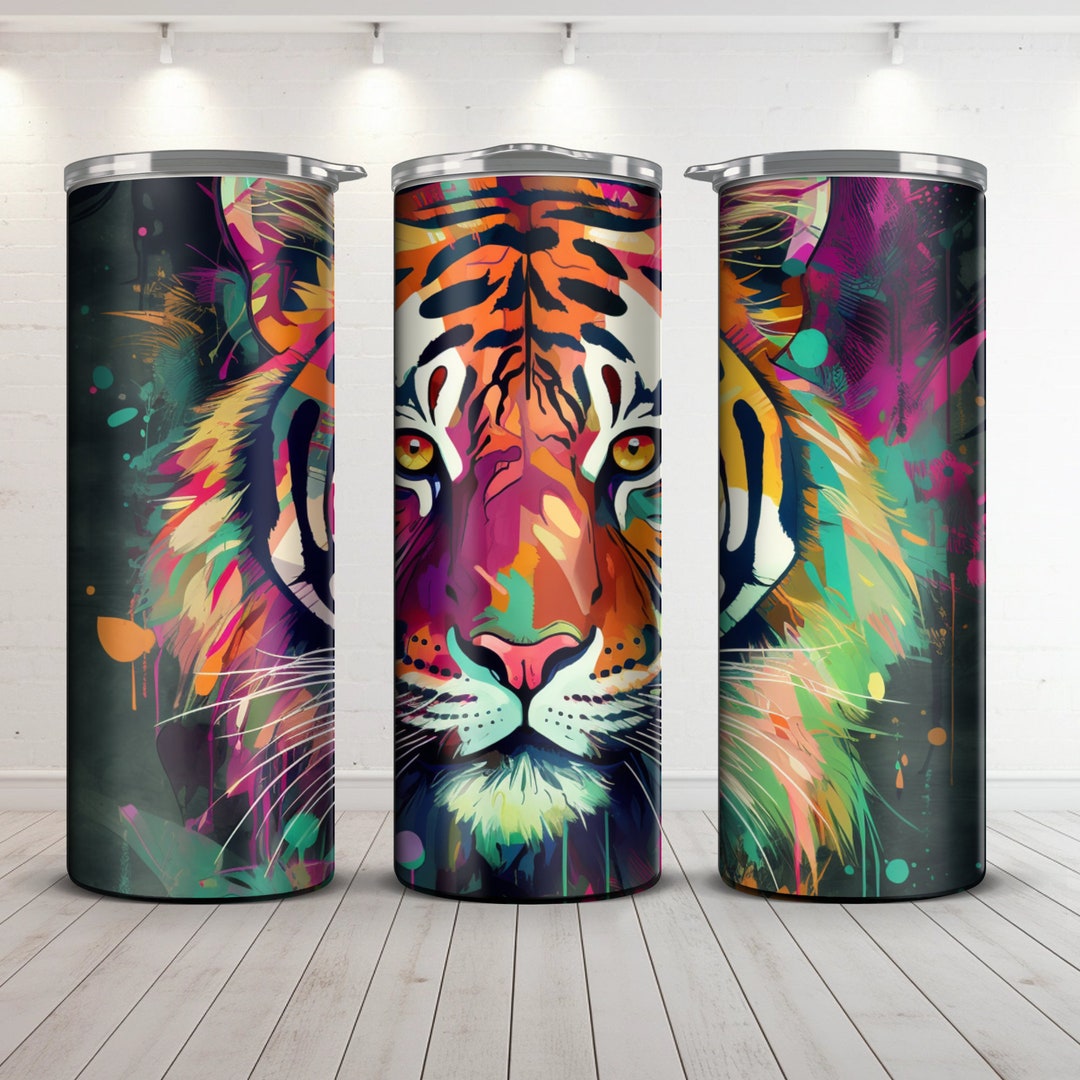 Tiger Tumbler Wrap 20 Oz Colorful Tiger Wrap Tiger Tumbler - Etsy