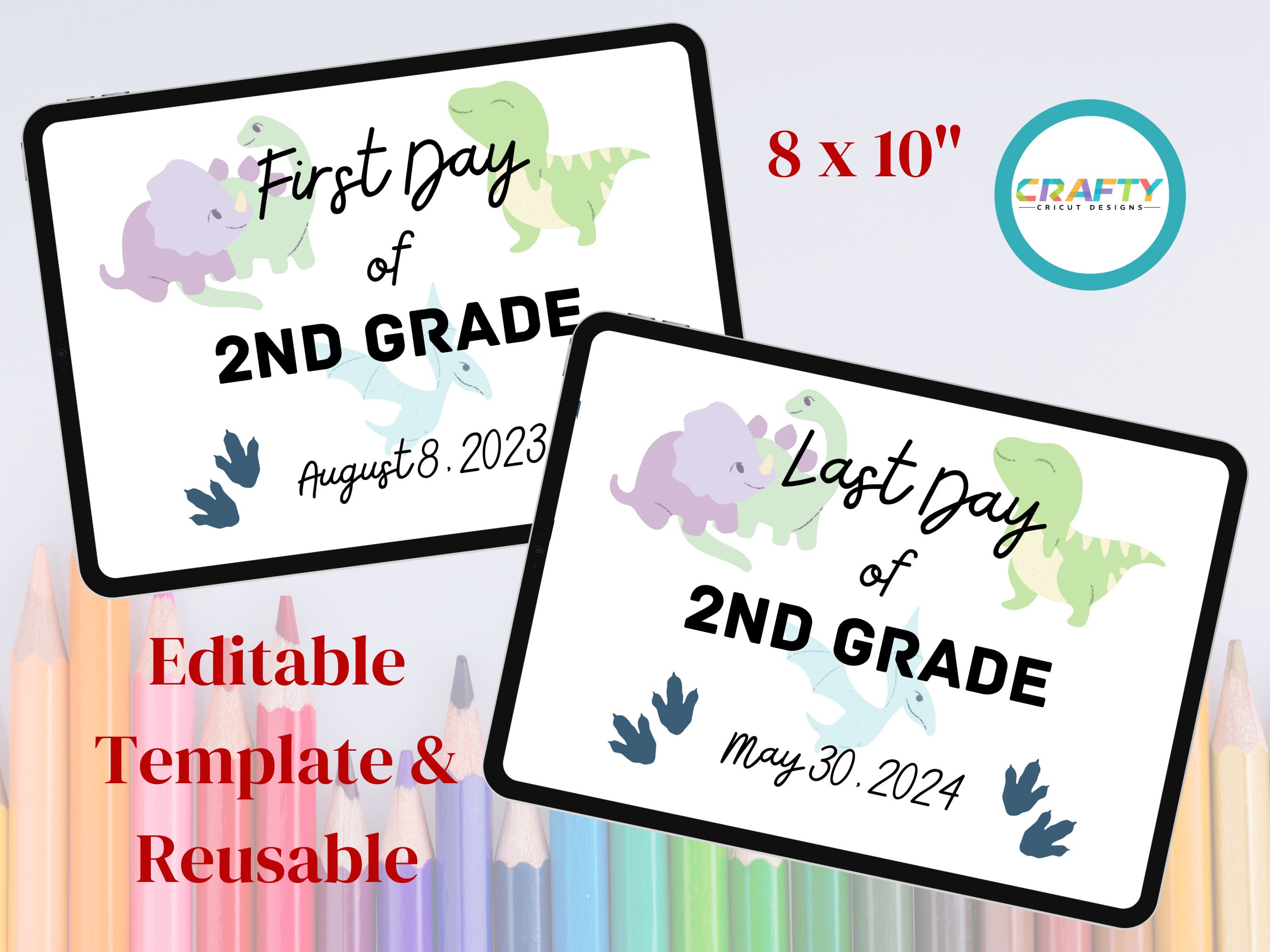 Printable Editable Dinosaur First and Last Day of School Sign - Etsy