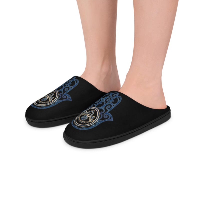Slippers, Evil Eye Hamsa Design, Women's House Shoes, Indoor Footwear ...