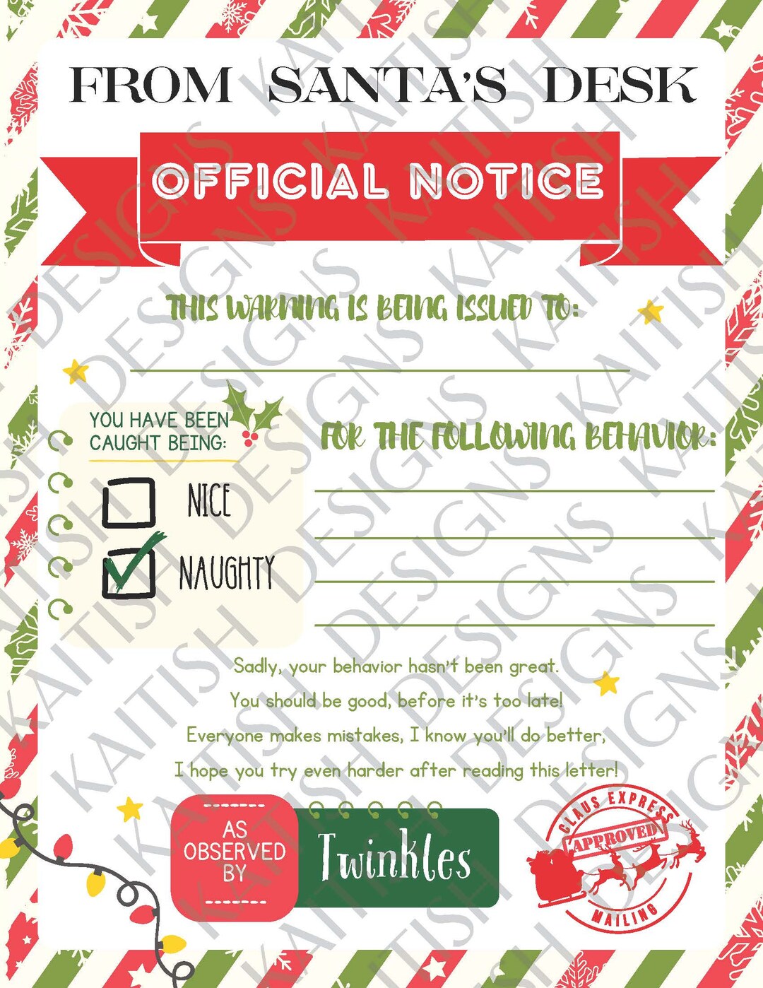 Editable Elf on the Shelf Santa Clause Naughty or Nice Letter - Etsy