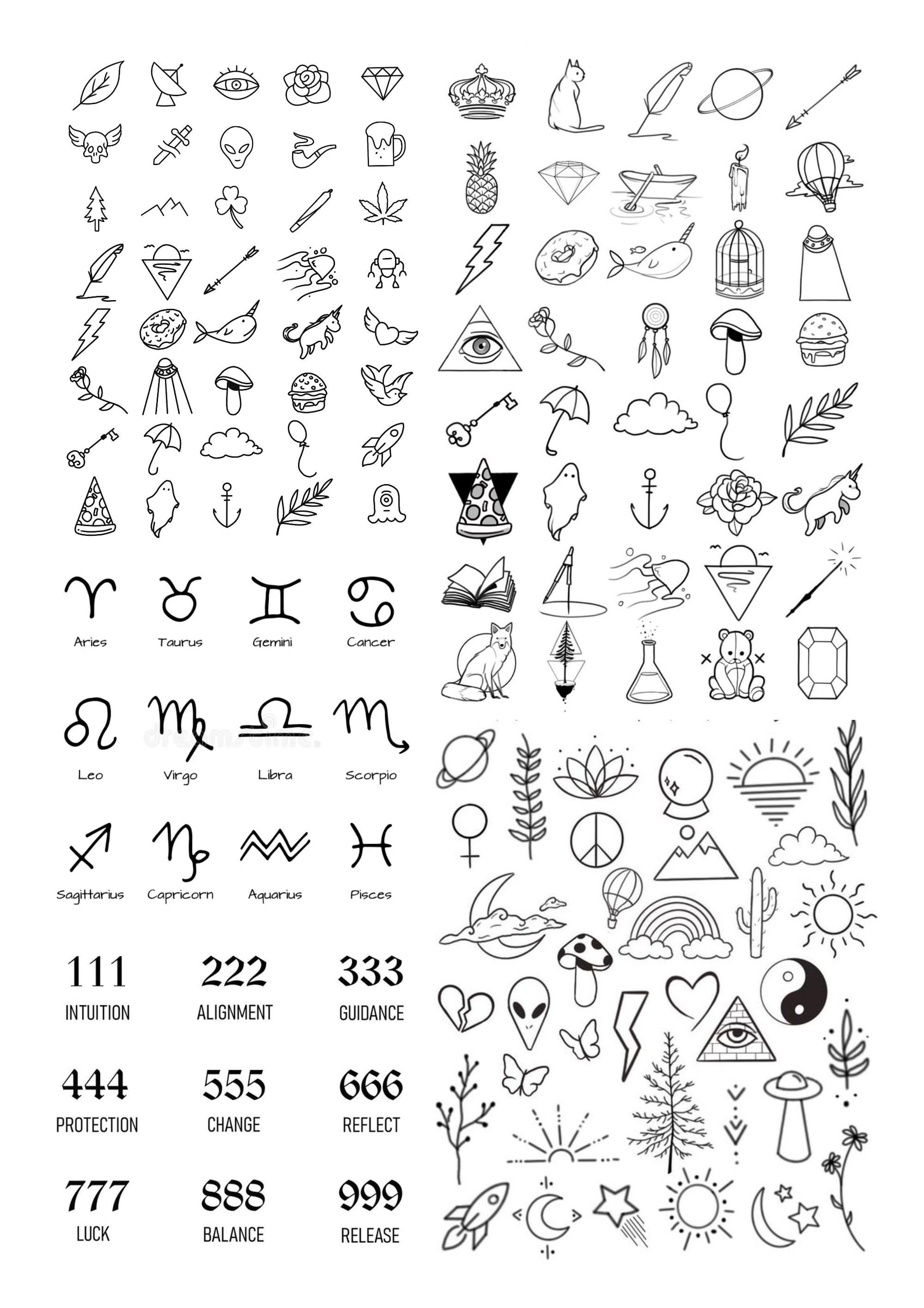 Tiny Tattoo Flash Designs • Fineline Tattoo Ebook - Etsy