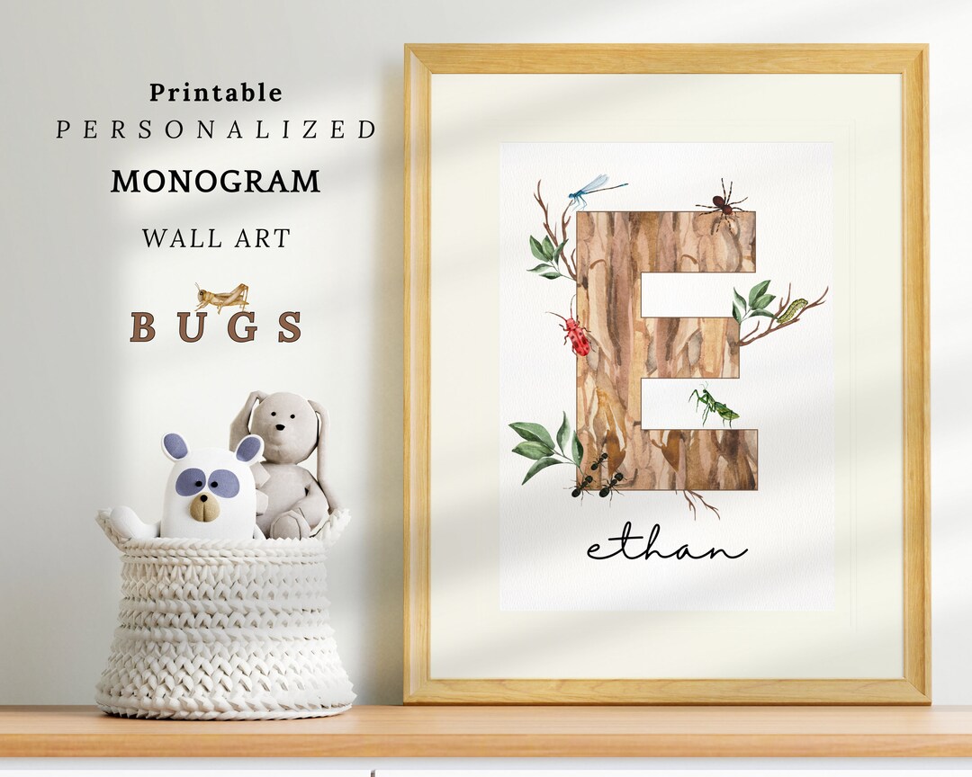 Bugs Theme Letter Monogram Initial Wall Art/kids Personalized Name Art ...