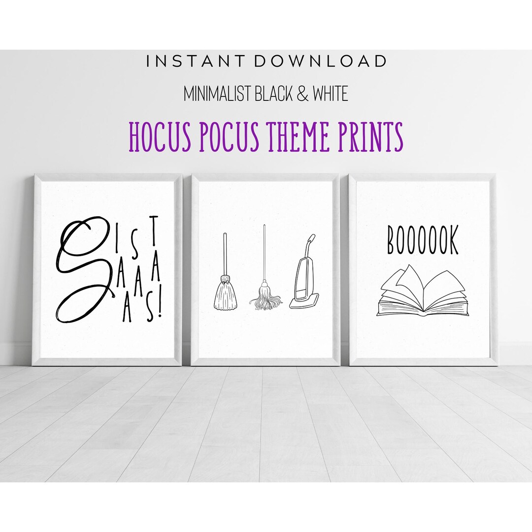 Hocus Pocus Themed Wall Art Prints Hocus Pocus Halloween Wall Art Black ...