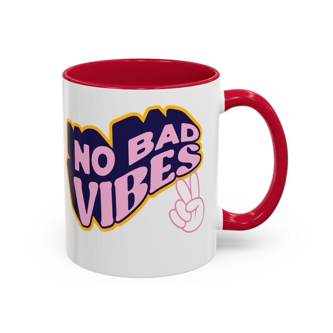 Colorful Mugs, Peace Sign Coffee Cup, No Bad Vibes Office Cup, Gift Mug ...