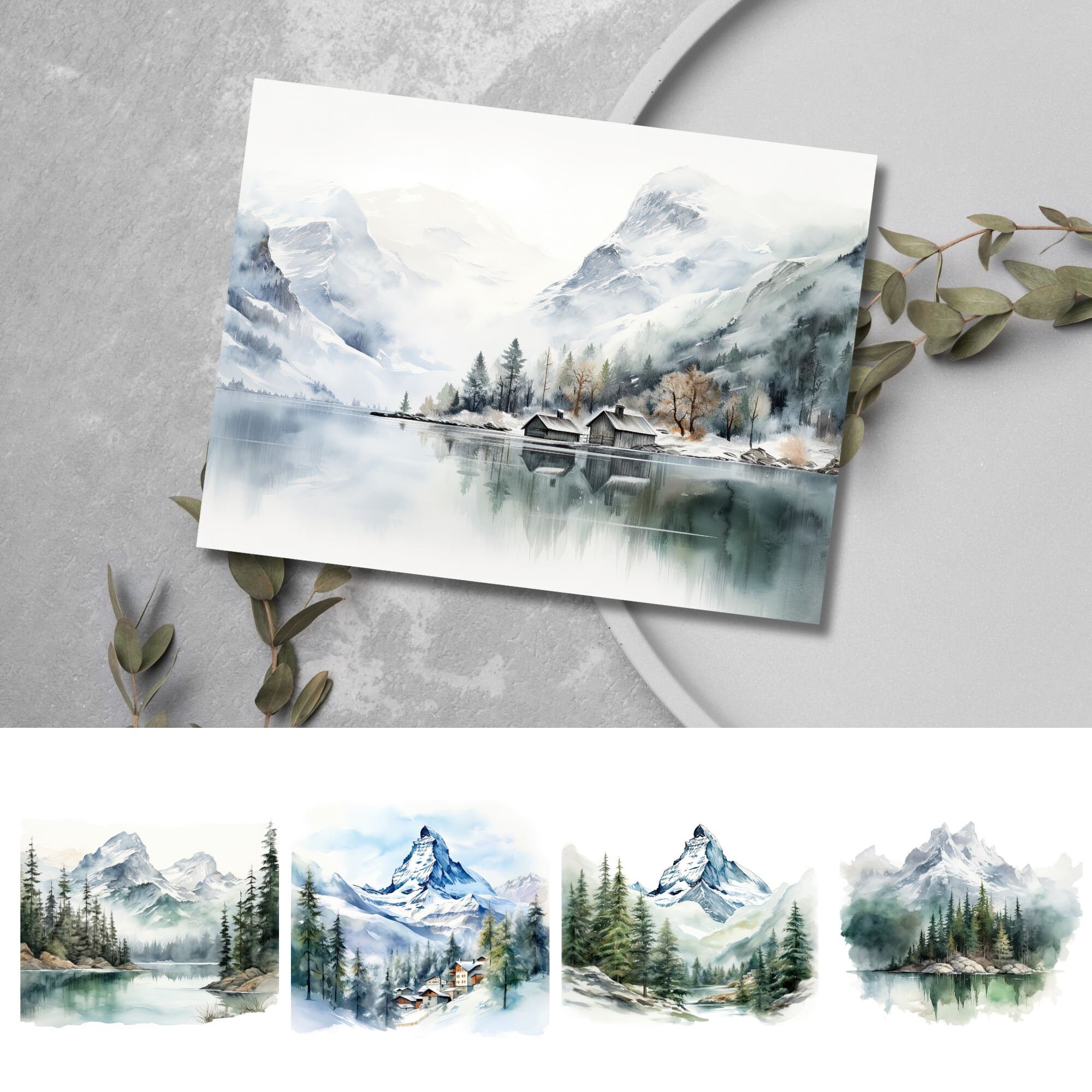 Watercolor Fall and Winter Scenes Mega Bundle Set of 76 Images Autumn ...
