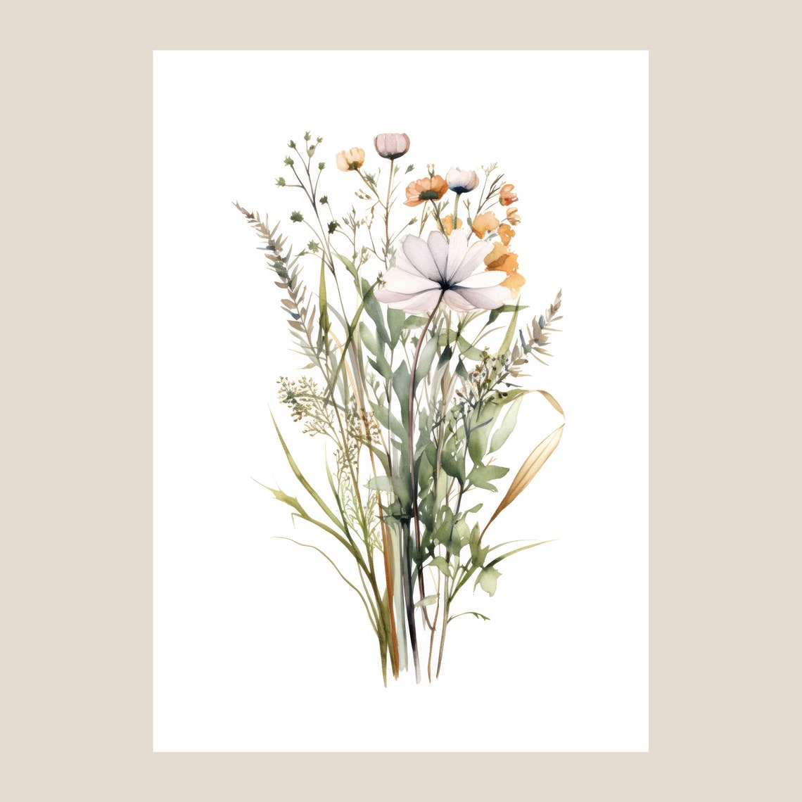 Wildflower Watercolor Prints Set of 3 Prints Neutral - Etsy