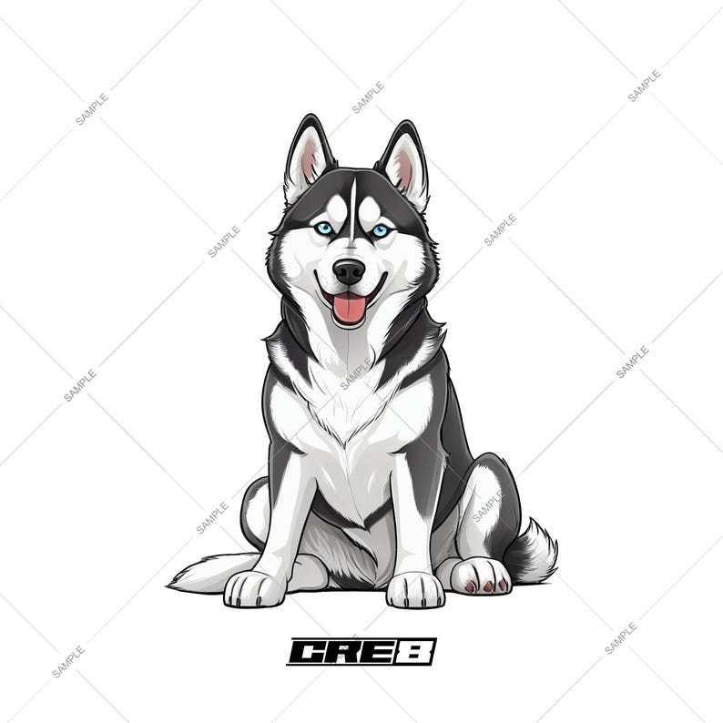 Husky Dog PNG Transparent Image - Digital Download | Husky Clipart for ...