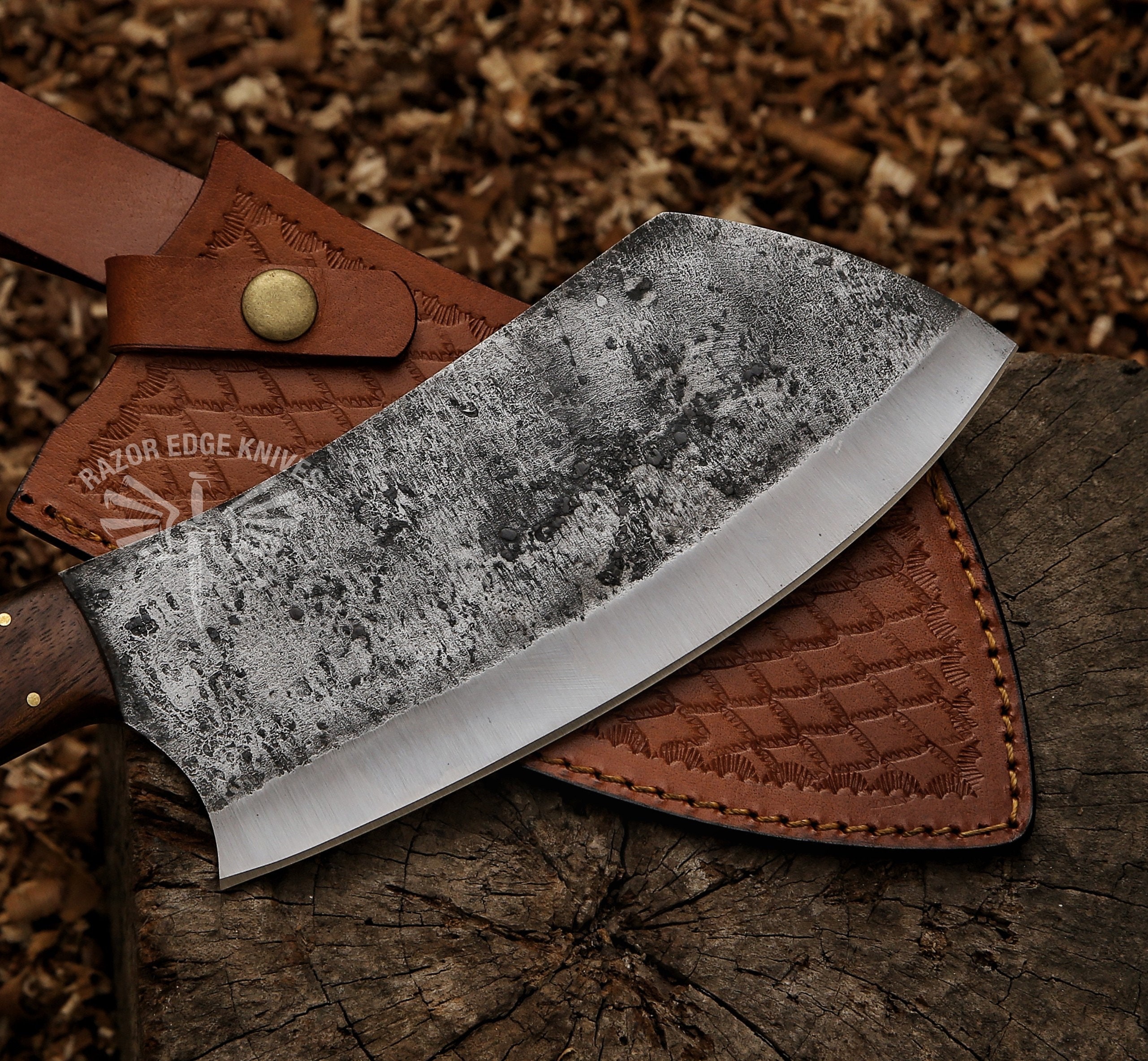Chef Cleaver Chopper Kitchen Butcher Full Tang Handmade High Carbon ...