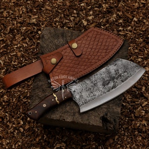 Chef Cleaver Chopper Kitchen Butcher Full Tang Handmade High Carbon ...