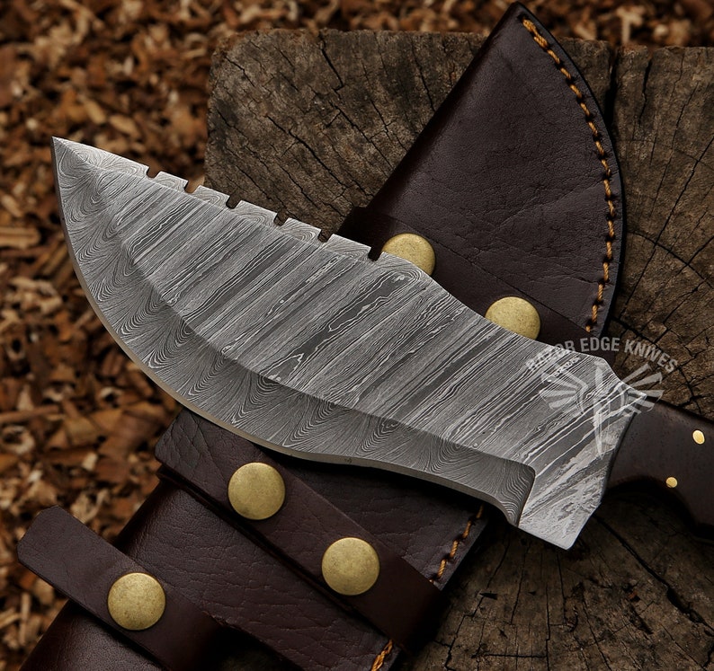 11.5" Custom Handmade Damascus Steel Tracker Knife With Rose Wood & Ram ...
