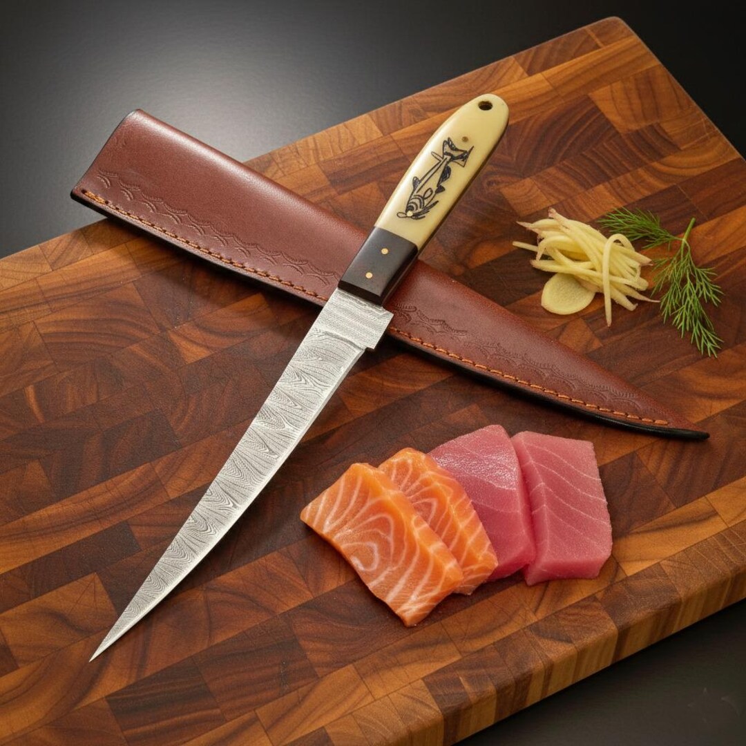Handmade Damascus Steel Fillet Knife for Fishing Personalized Gift for ...