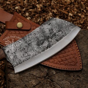 Chef Cleaver Chopper Kitchen Butcher Full Tang Handmade High Carbon ...