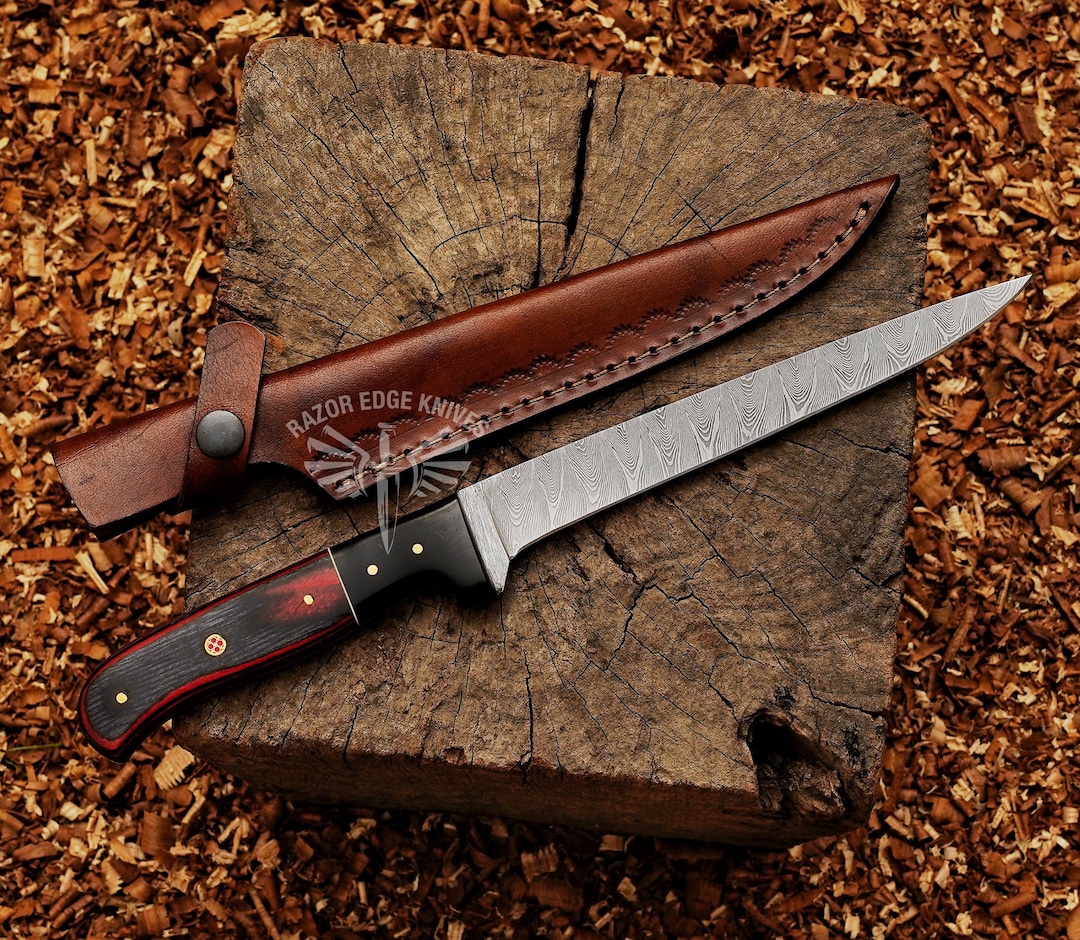 Handmade Flexible Fixed Blade Knife Damascus Steel Groomsmen Gift ...