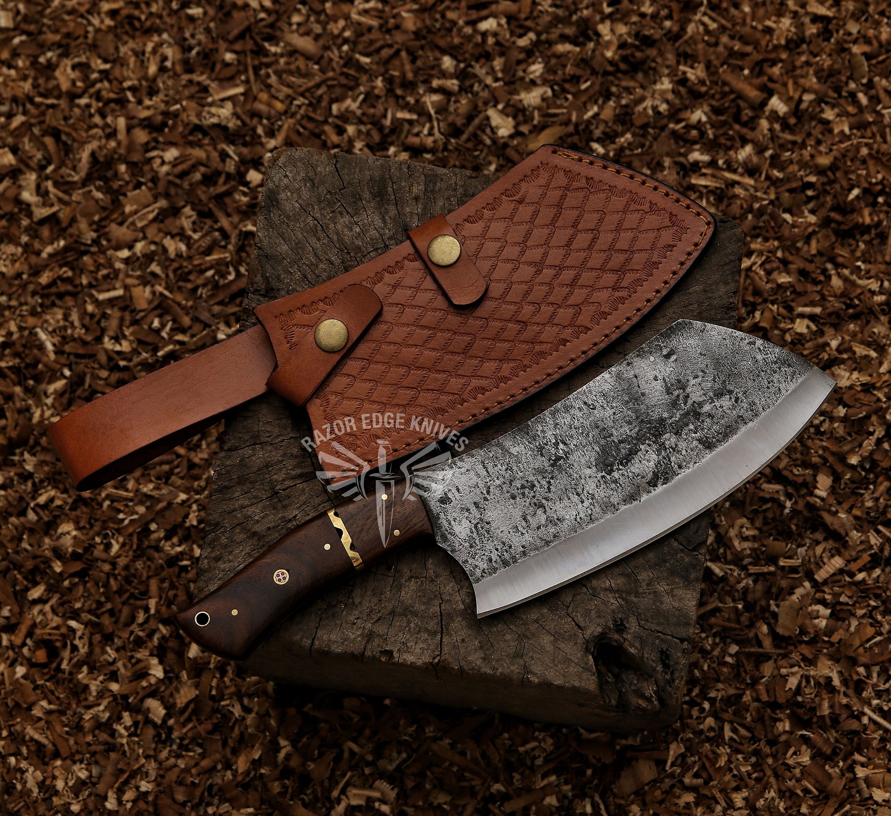 Chef Cleaver Chopper Kitchen Butcher Full Tang Handmade High Carbon ...
